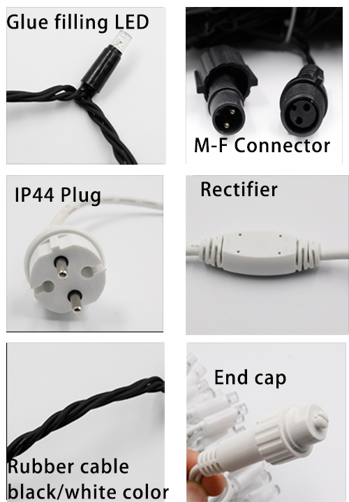 rubber cable outdoor led string lights,IP65 string lights,xmas decoration