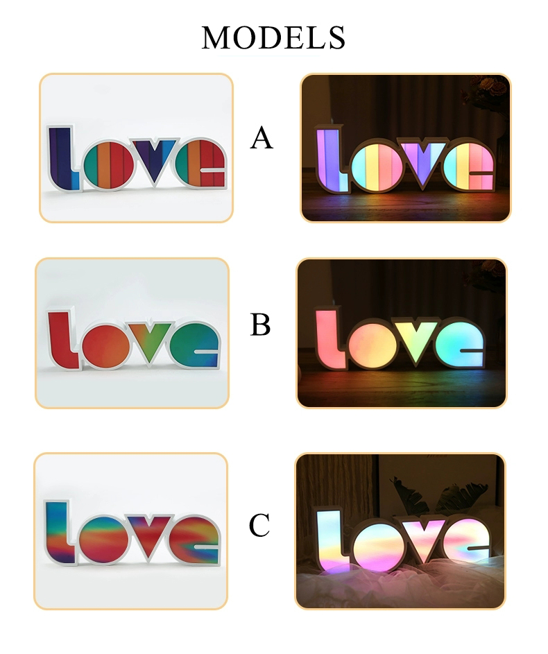 rainbow love light box,light box,home decor lights