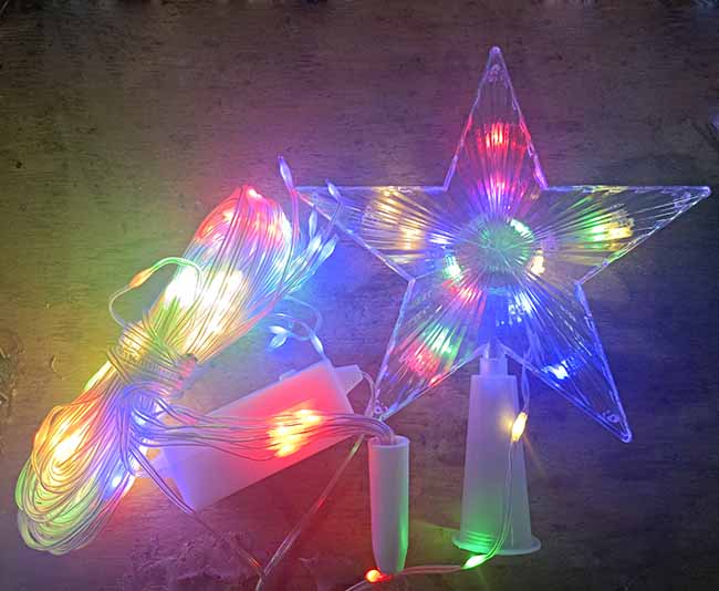 rubber star water fall lights,xmas tree decor