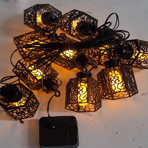 solar flame lantern string lights