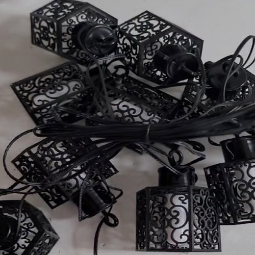 solar flame lantern string lights