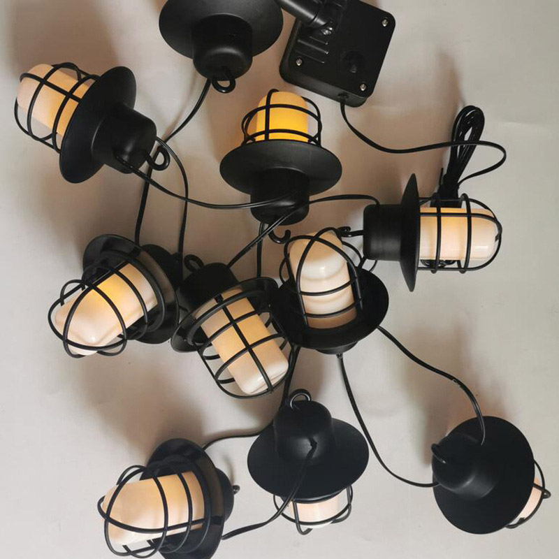 solar flame lantern string lights
