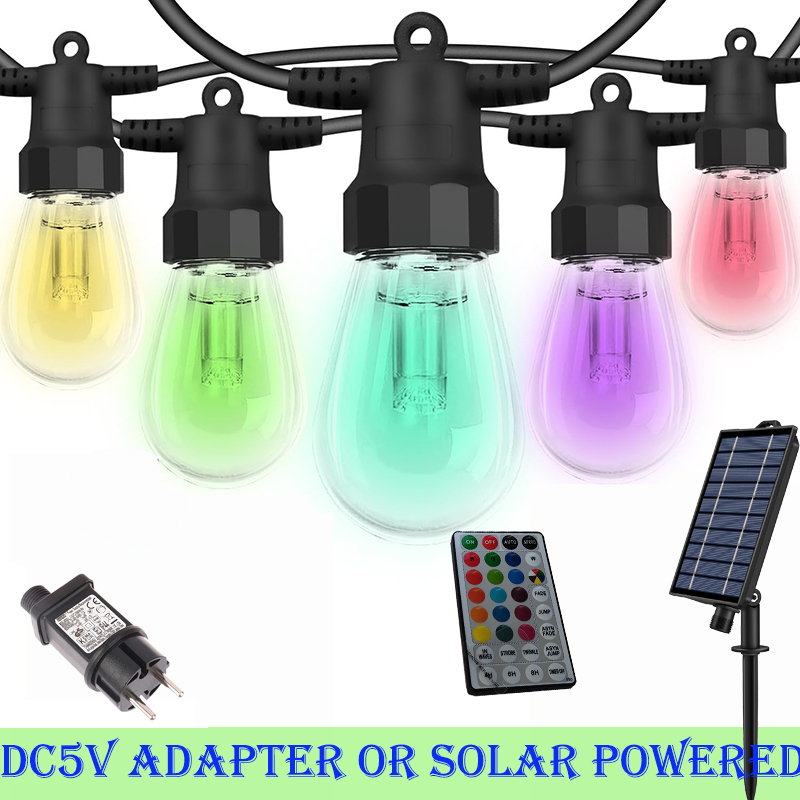 Solar power S14 RGB string lights