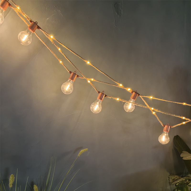 glowing hemp rope outdoor string lights