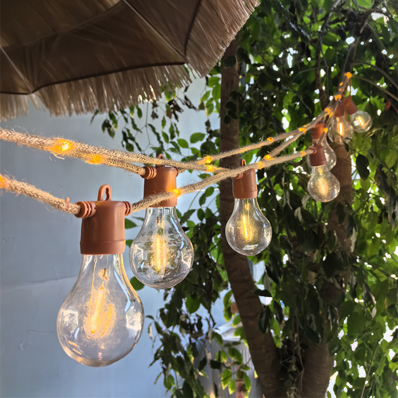glowing hemp rope outdoor string lights