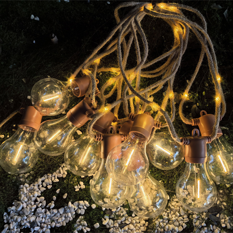 glowing hemp rope outdoor string lights