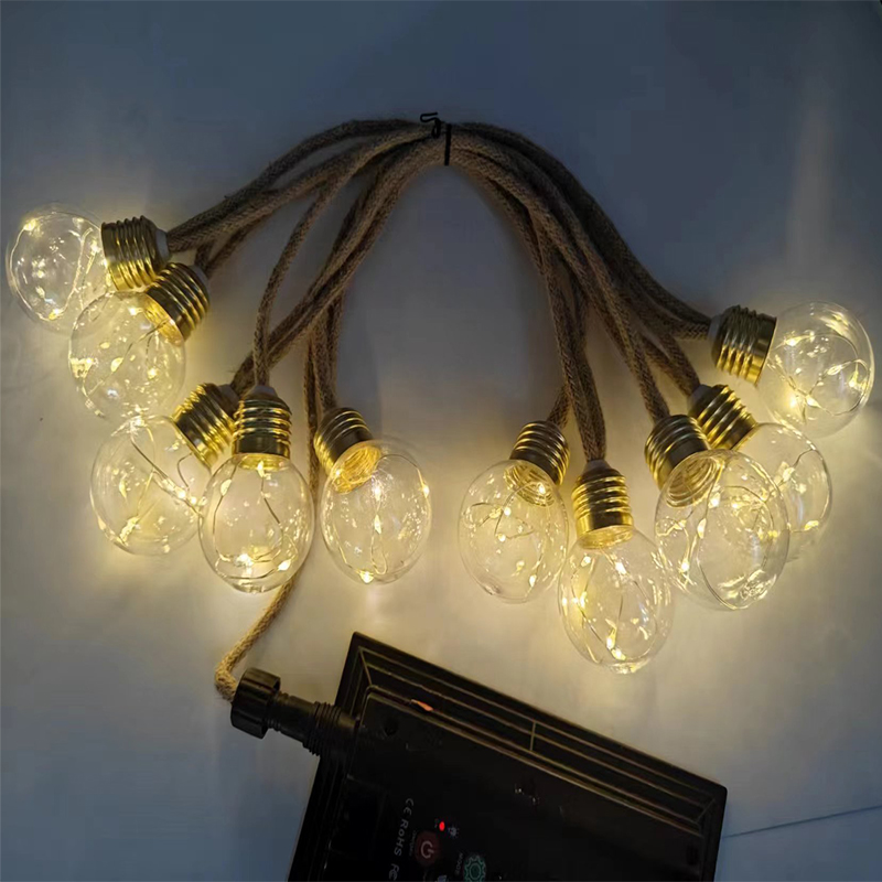 solar hemp rope bulb string lights