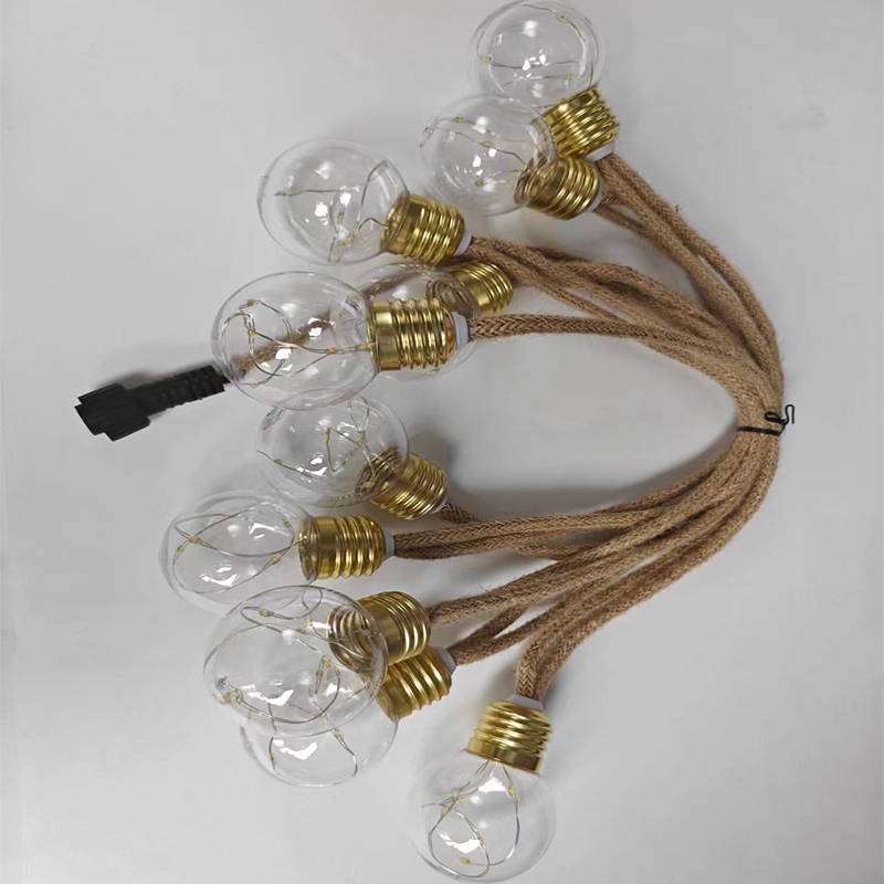 solar hemp rope bulb string lights
