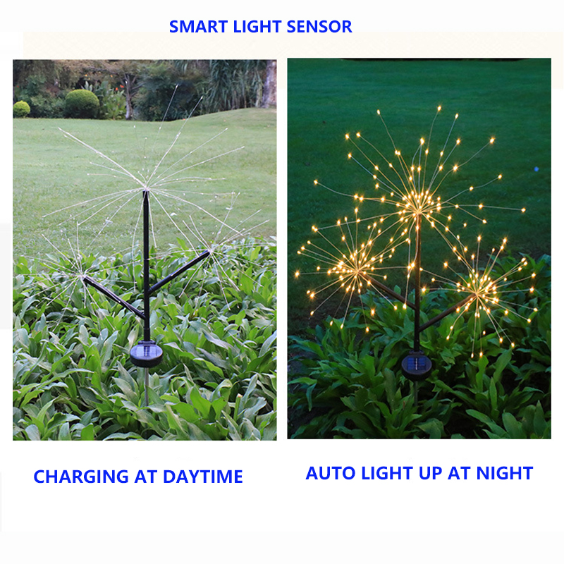 3 heads solar firework lights,solar garden spike lights