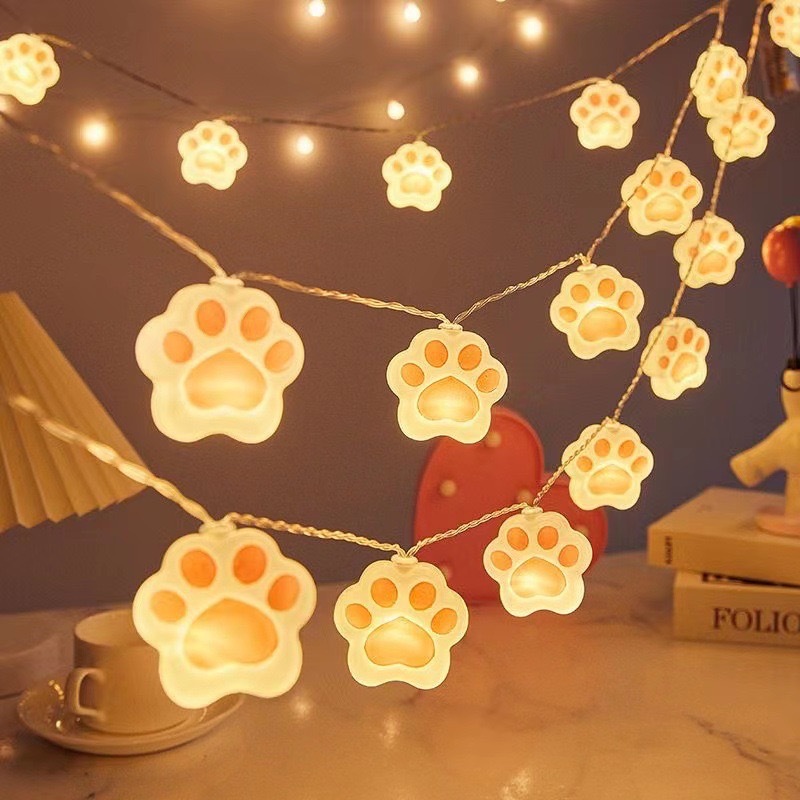 kitty string lights,kitty paw,kids room decor