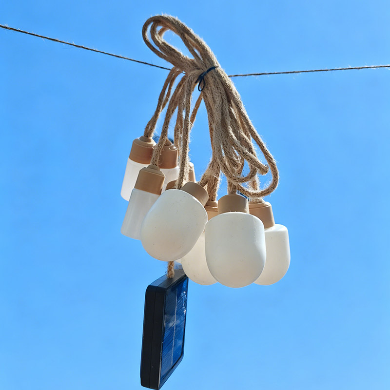 solar hemp rope milky bulb string lights,patio lights,gazebo lights