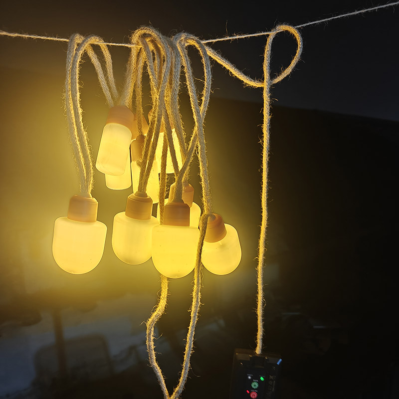 solar hemp rope milky bulb string lights,patio lights,gazebo lights